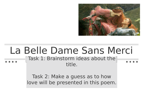 La Belle Dame Sans Merci - GCSE analysis | Teaching Resources