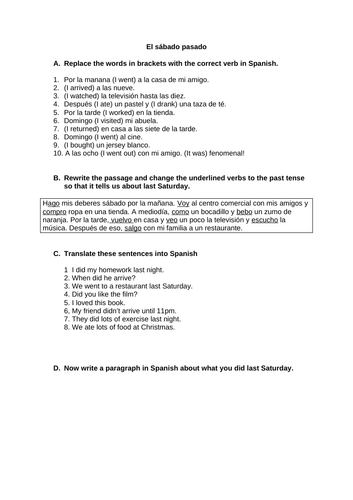 Spanish GCSE The Preterite tense | Teaching Resources