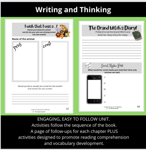 THE WITCHES by Roald Dahl NOVEL STUDY and Reading Comprehension ...