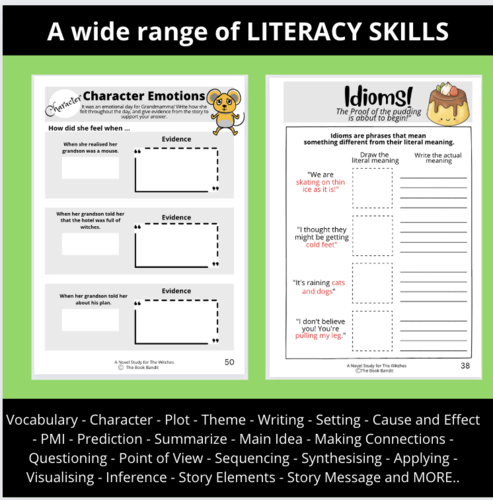 THE WITCHES by Roald Dahl NOVEL STUDY and Reading Comprehension ...