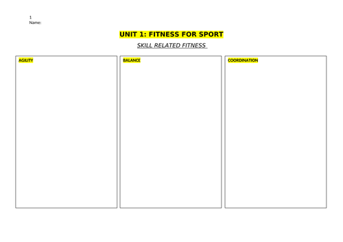 Components of Fitness Worksheets | Teaching Resources