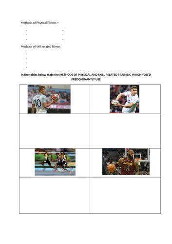 Components of Fitness Worksheets | Teaching Resources
