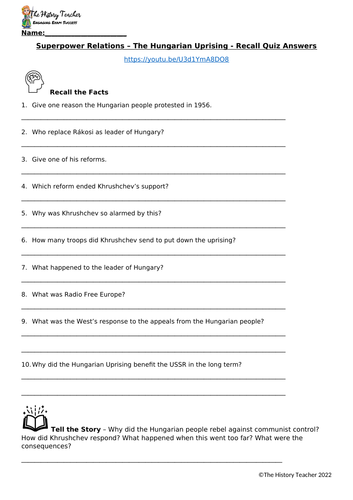 The Hungarian Uprising - Editable Worksheets | Teaching Resources