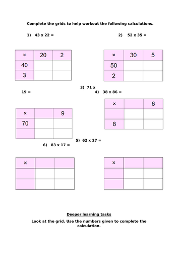Multiplying two digits by two digits | Teaching Resources