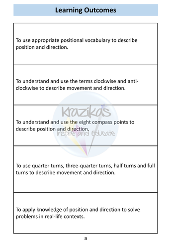 Position and Direction Workbook - Functional Skills Maths - Entry Level ...