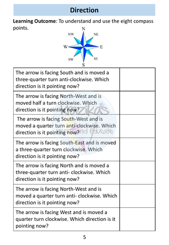 Position and Direction Workbook - Functional Skills Maths - Entry Level ...