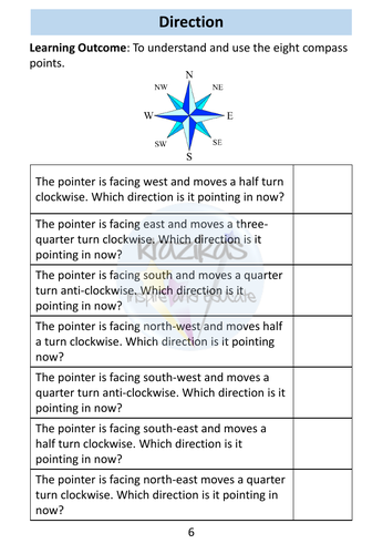 Position and Direction Workbook - Functional Skills Maths - Entry Level ...