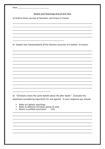 EDEXCEL RE- Beliefs and Teachings Recap | Teaching Resources