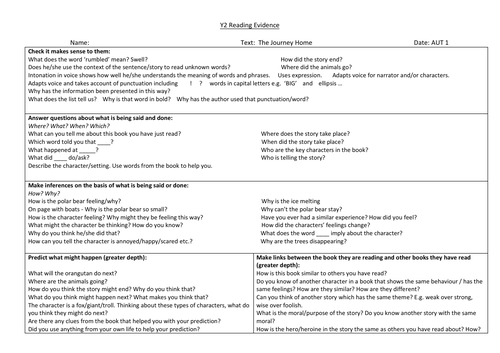 The Journey Home - Reading comprehension work scheme Year 2 (8 lessons ...