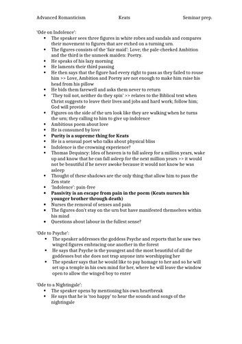 Lecture notes on Keats' Odes | Teaching Resources Lecture notes on Keats' Odes | Teaching Resources