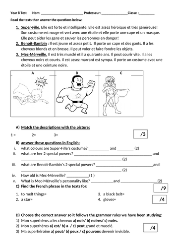 Superhero series of lessons in FRENCH | Teaching Resources
