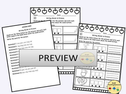 Valentines Day Phonics CVC Words Worksheets | Teaching Resources