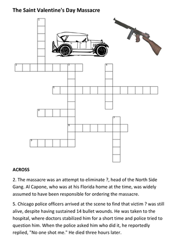 The Saint Valentine's Day Massacre Crossword | Teaching Resources