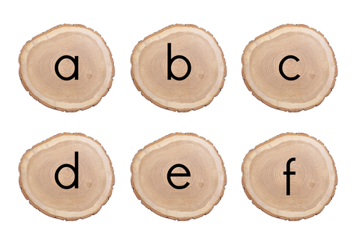 Alphabet Log Slices A-Z Lowercase and Capitals | Teaching Resources