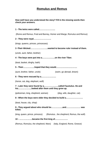 1. Romulus and Remus | Teaching Resources