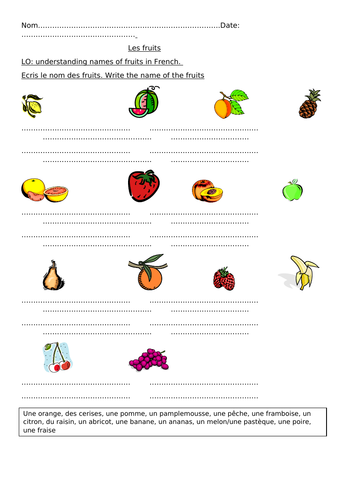 Les fruits | Teaching Resources