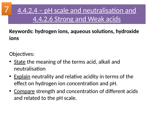 AQA C4 The pH scale and neutralisation and Strong and Weak acids ...
