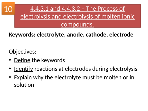 AQA C4 The Process of electrolysis and electrolysis of molten ionic compounds (Triple and ...