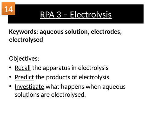AQA C4 RPA Electrolysis (Triple and Trilogy) | Teaching Resources