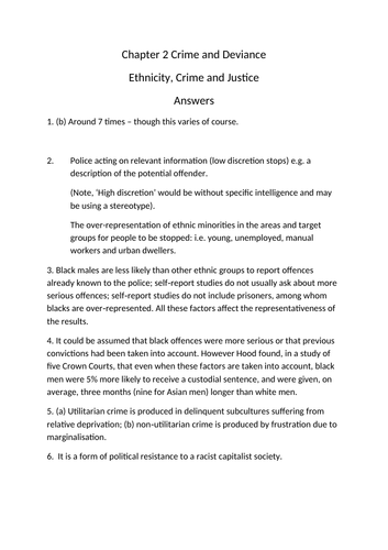Ethnicity and Crime, Sociology AQA 'A' Level | Teaching Resources