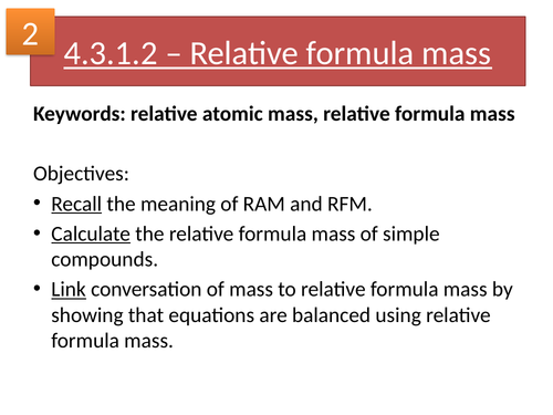 AQA C3 Relative formula mass (Triple and Trilogy) | Teaching Resources