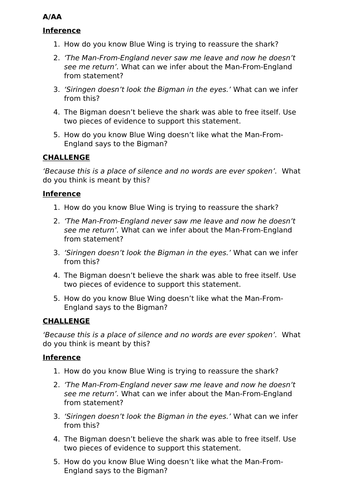 Year 6 Reading - The Shark Caller | Teaching Resources