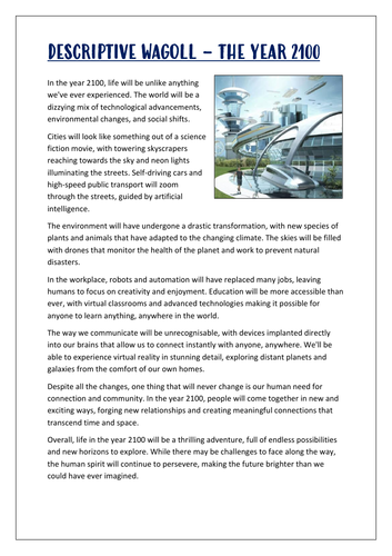 KS2 Descriptive Writing Example Texts! (WAGOLLs) | Teaching Resources