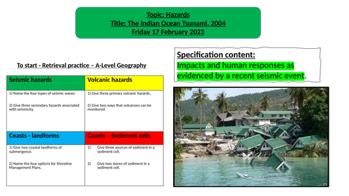Indian Ocean Tsunami - case study lesson Geography | Teaching Resources