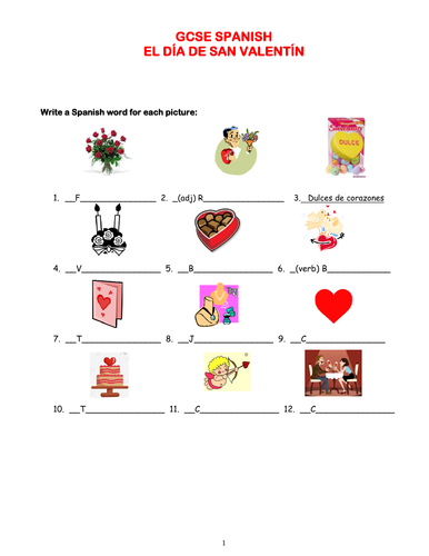 San Valentín worksheet - Spanish KS4 | Teaching Resources