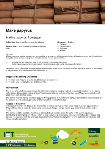 Make papyrus | Teaching Resources