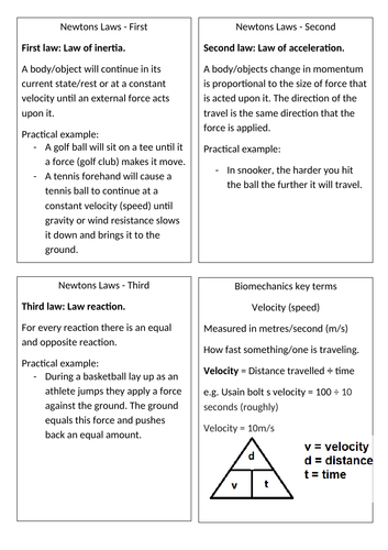 OCR PE A Level Paper 1 Revision Cards | Teaching Resources