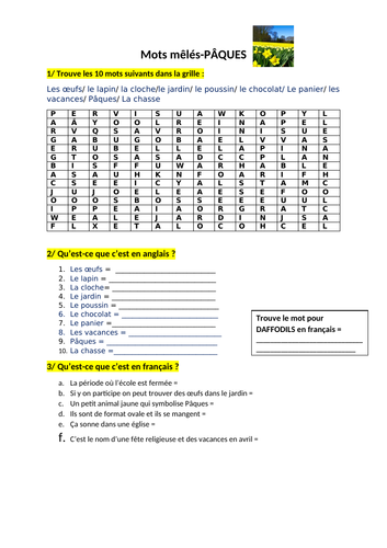 French Easter word search and comprehension tasks | Teaching Resources