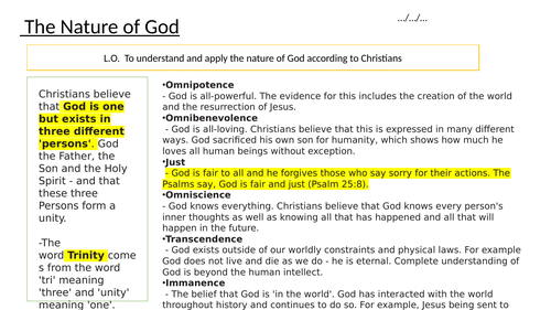 The Nature of God - GCSE, exam technqiue, questions and DETAILED ...