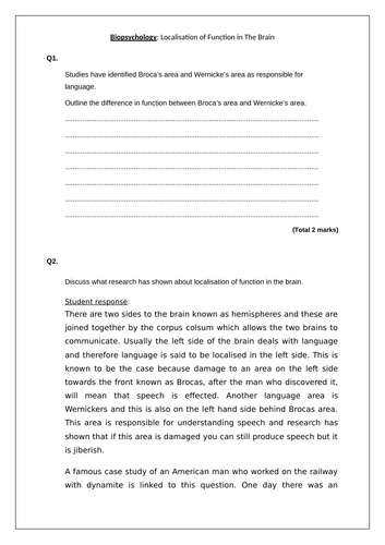 A-Level Psychology - LOCALISATION OF FUNCTION IN THE BRAIN ...