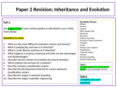 AQA Combined Science Paper 2 Revision Questions and Answers | Teaching Resources