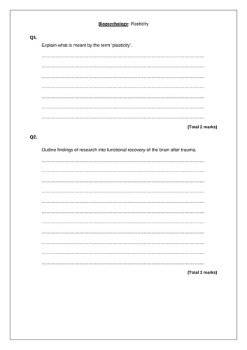 A-Level Psychology - BRAIN PLASTICITY AND FUNCTIONAL RECOVERY AFTER ...