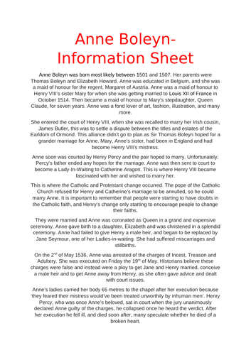 Anne Boleyn Lesson Pack | Teaching Resources