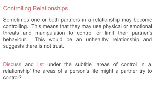 Domestic Abuse / Unhealthy Relationships PSHE | Teaching Resources