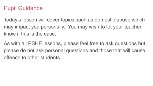 Domestic Abuse / Unhealthy Relationships PSHE | Teaching Resources