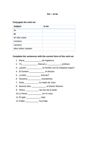 Spanish - Ser and estar | Teaching Resources