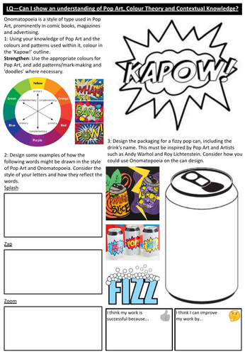 Pop Art and Colour Theory Worksheet (Suitable for Cover lessons ...