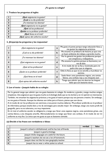 School - Mi colegio - Spanish GCSE (8 worksheets) | Teaching Resources