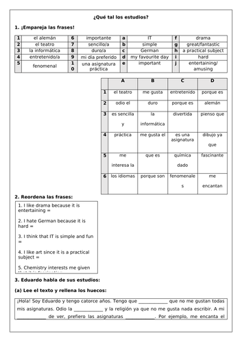 School - Mi colegio - Spanish GCSE (8 worksheets) | Teaching Resources