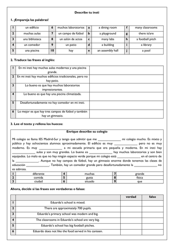 School - Mi colegio - Spanish GCSE (8 worksheets) | Teaching Resources