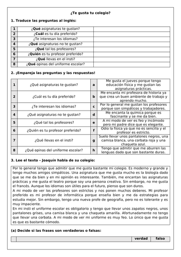 School - Mi colegio - Spanish GCSE (8 worksheets) | Teaching Resources