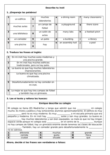 School - Mi colegio - Spanish GCSE (8 worksheets) | Teaching Resources