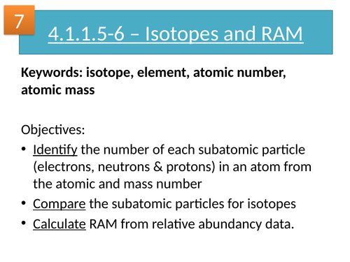 AQA C1 Isotopes and RAM | Teaching Resources
