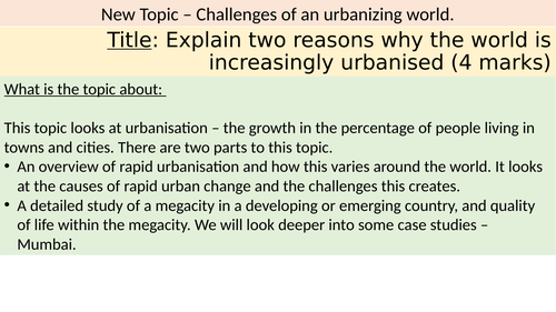 GCSE GEOG - Urbanisation - Why is the world increasingly urbanised ...