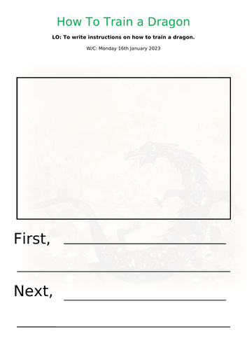 How to Train a Dragon Instruction Writing | Teaching Resources