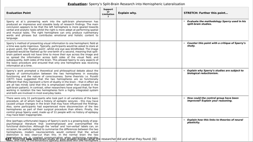 A-Level Psychology - SPLIT-BRAIN RESEARCH INTO HEMISPHERIC ...